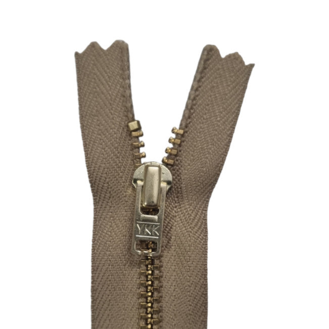 YKK Metal Zip Tan with Gold Regular Pull 4.5 – Thread Candy