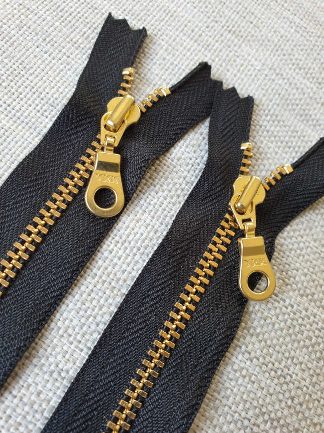 YKK Metal Zip Black/Gold Donut Pull - Colour 580 – Thread Candy